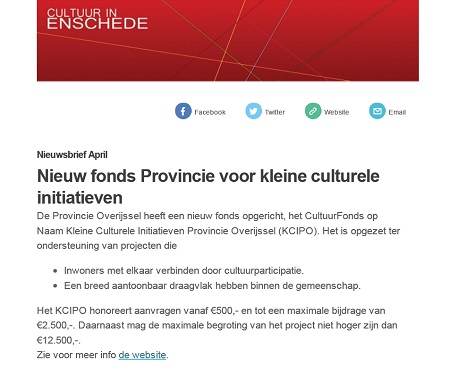 Cultuur in Enschede - Nieuwsbrief april 2017