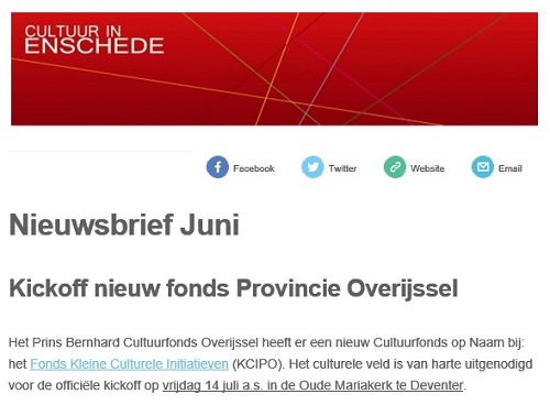 Cultuur in Enschede - Nieuwsbrief juni 2017